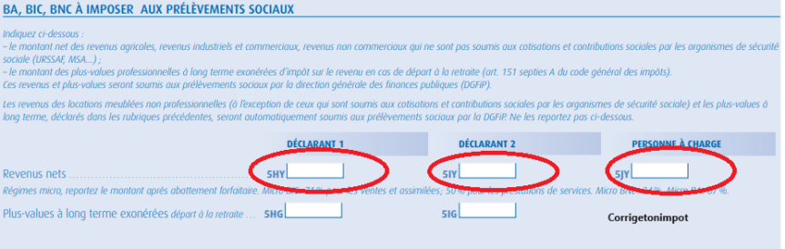 La case 5HY en micro-entreprise.